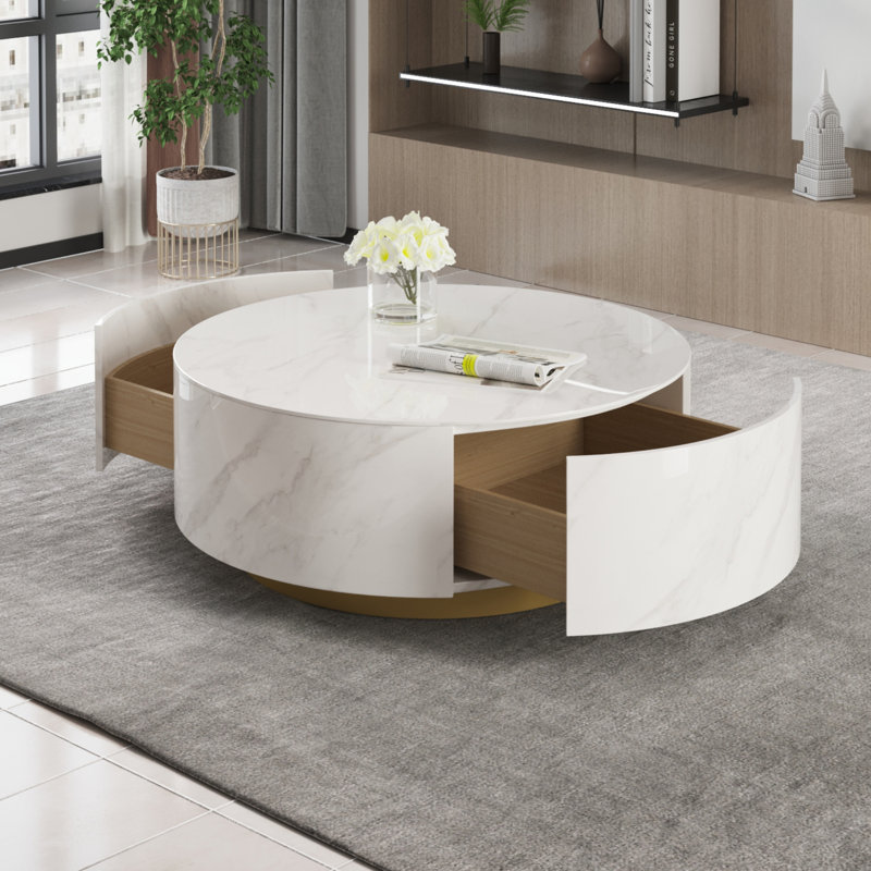 Ivy Bronx Jahnea Round Coffee Table with Storage, 2 Drawers & Reviews ...