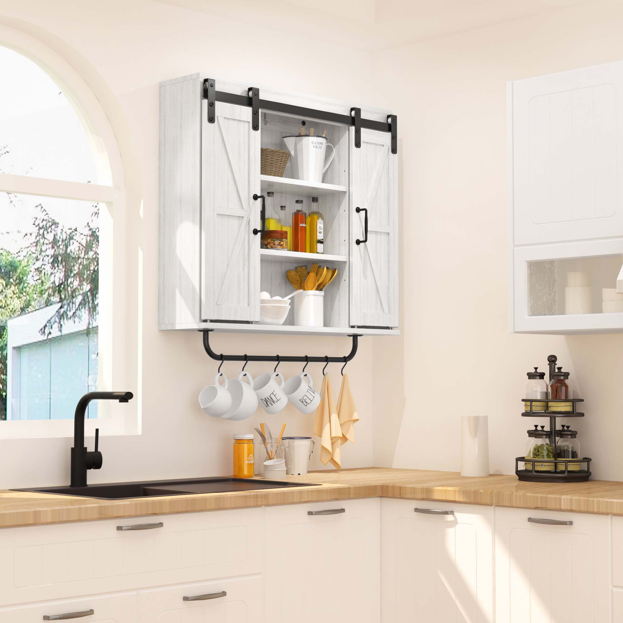 Gracie Oaks Rustic Wood Wall Storage Cabinet | Wayfair