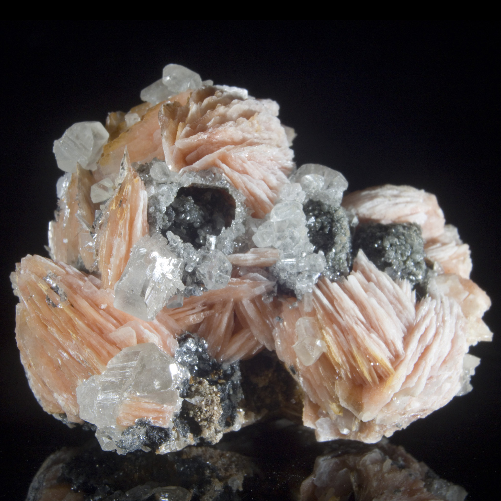 Dakota Fields Cerussite and Galena on Pink Barite - Mibladen, Morocco ...
