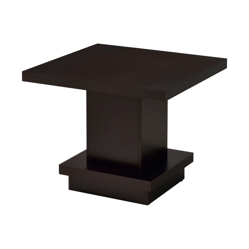 Ebern Designs Pedestal Square End Table in Cappuccino | Wayfair