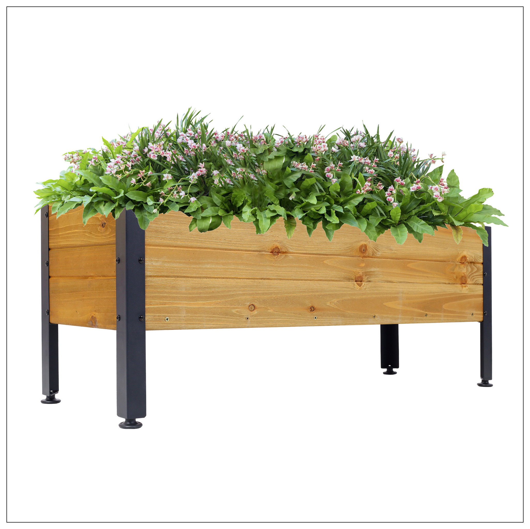 17 Stories Wood Rectangular Garden Planter Box Raised Bed Outdoor ...