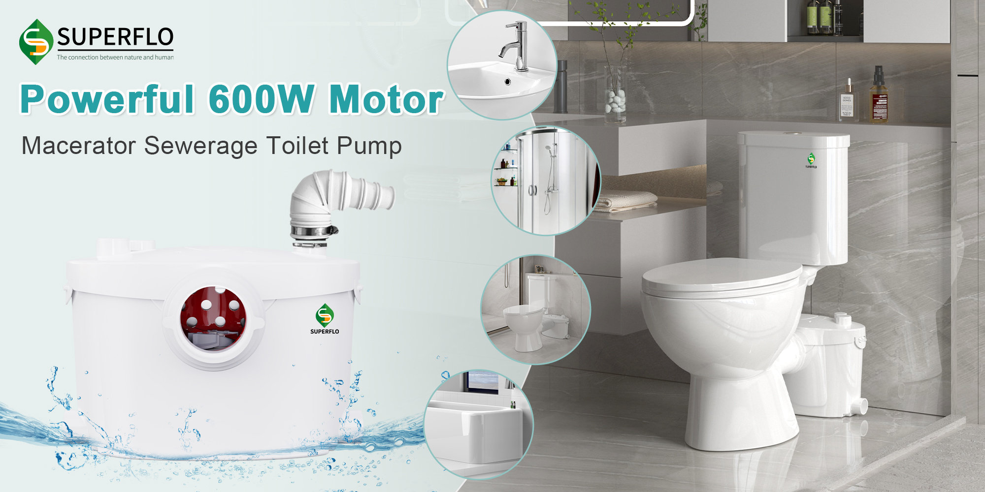 SUPERFLO Macerating Toilet with Waste Disposal and Upflush Toilet ...