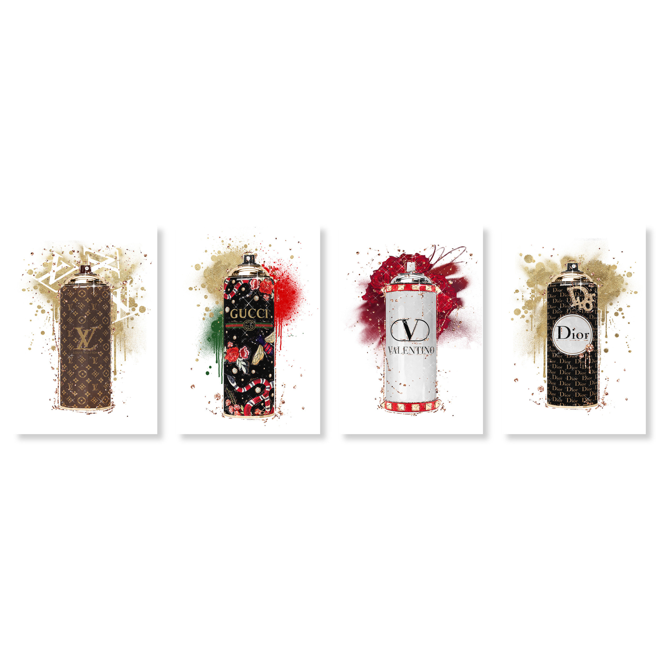 Oliver Gal Prints Fashion Glam Spray Four Set, Luxury Paint Can Modern ...