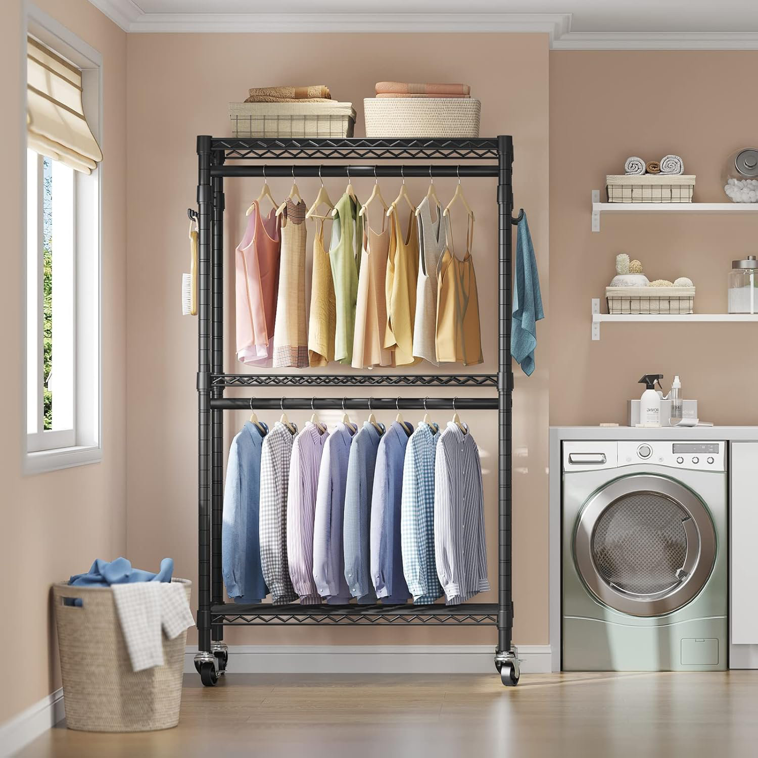 ATC CABINETS R2 Medium Rolling Clothes Rack Heavy Duty Clothing Rack ...