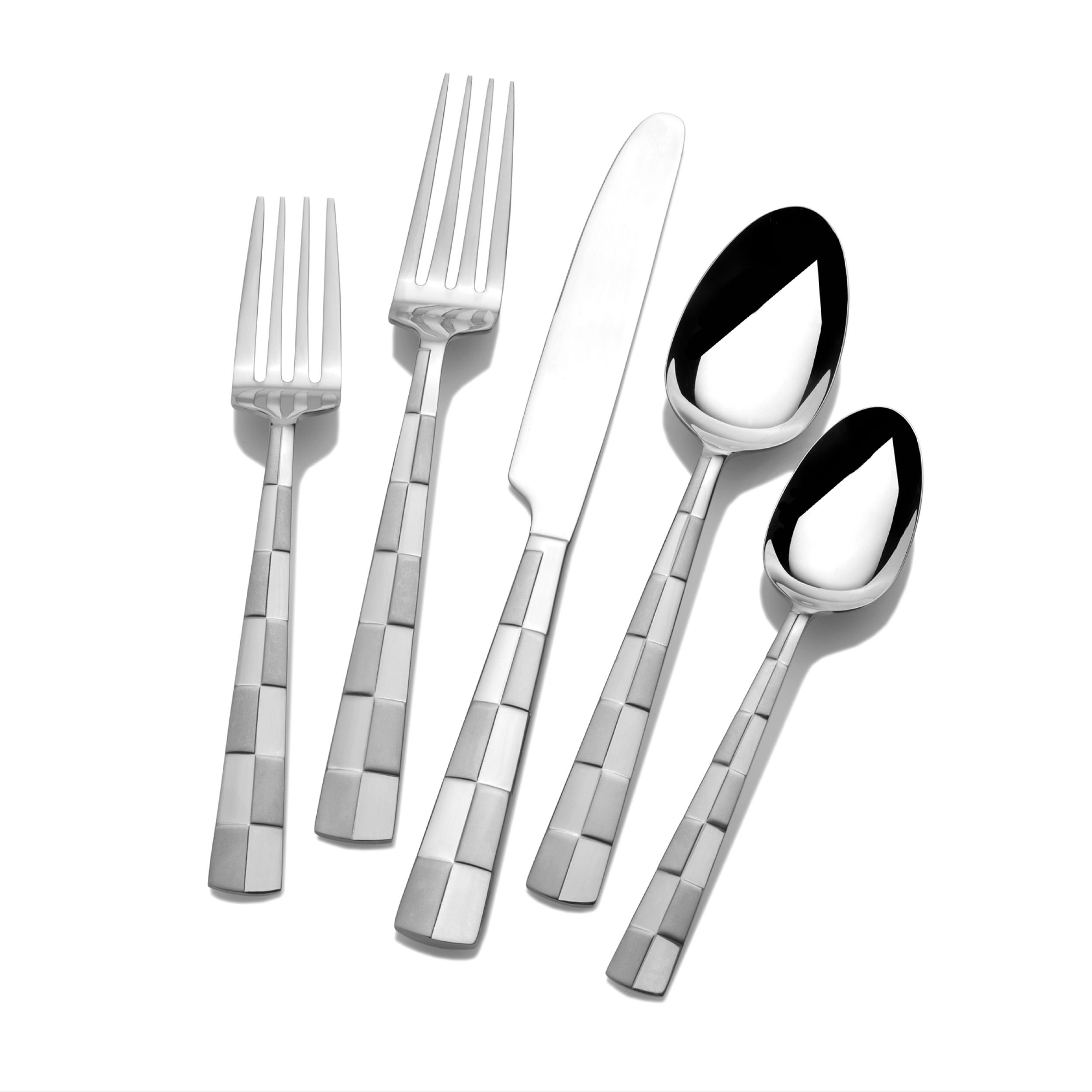 International Silver Checkered Frost Stainless Steel Flatware, 20-Piece ...