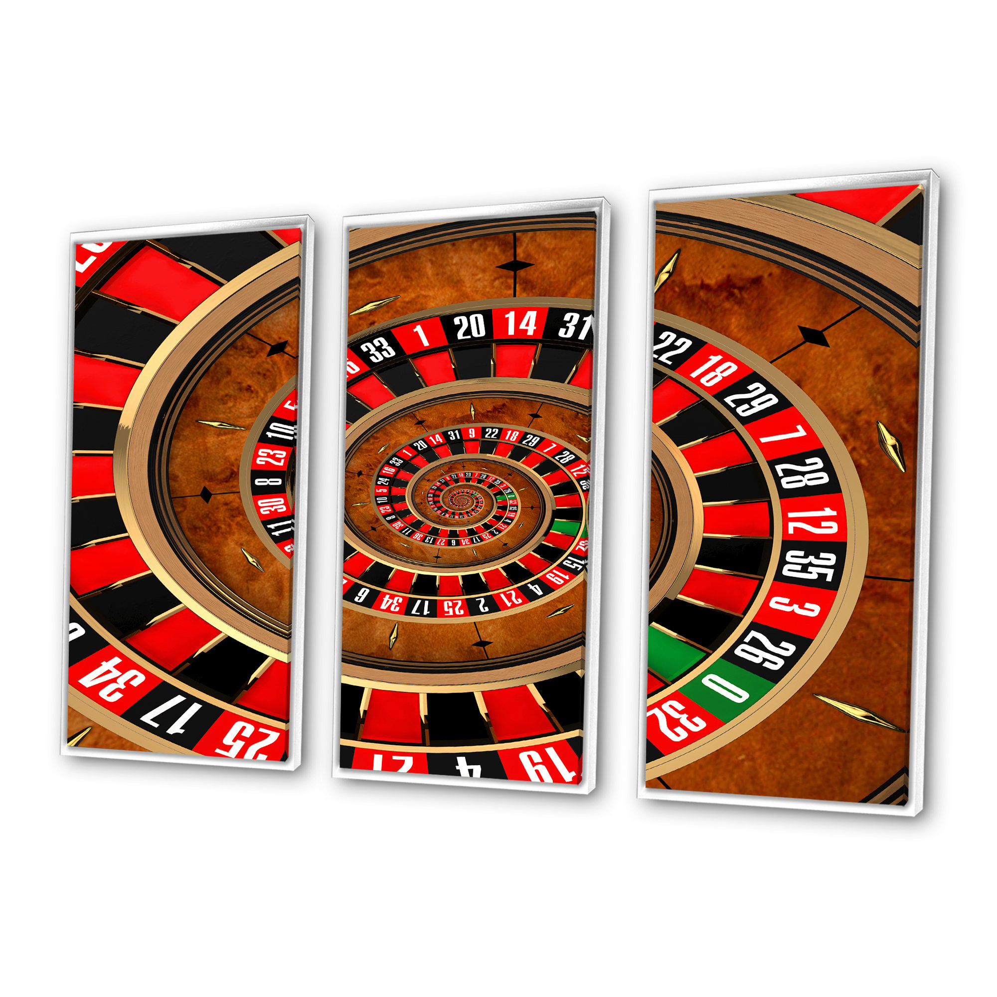 Trinx Spiral Roulette - 3 Piece Floater Frame Print on Canvas - Wayfair ...