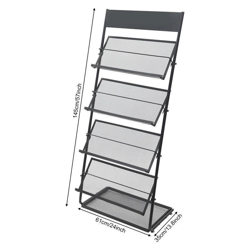 17 Stories 4-Tier Magazine Rack Display Stand | Wayfair