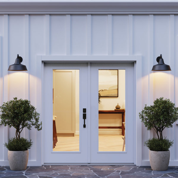 MMI DOOR Full Lite Clear Glass Fiberglass Painted Prehung Entry Double ...