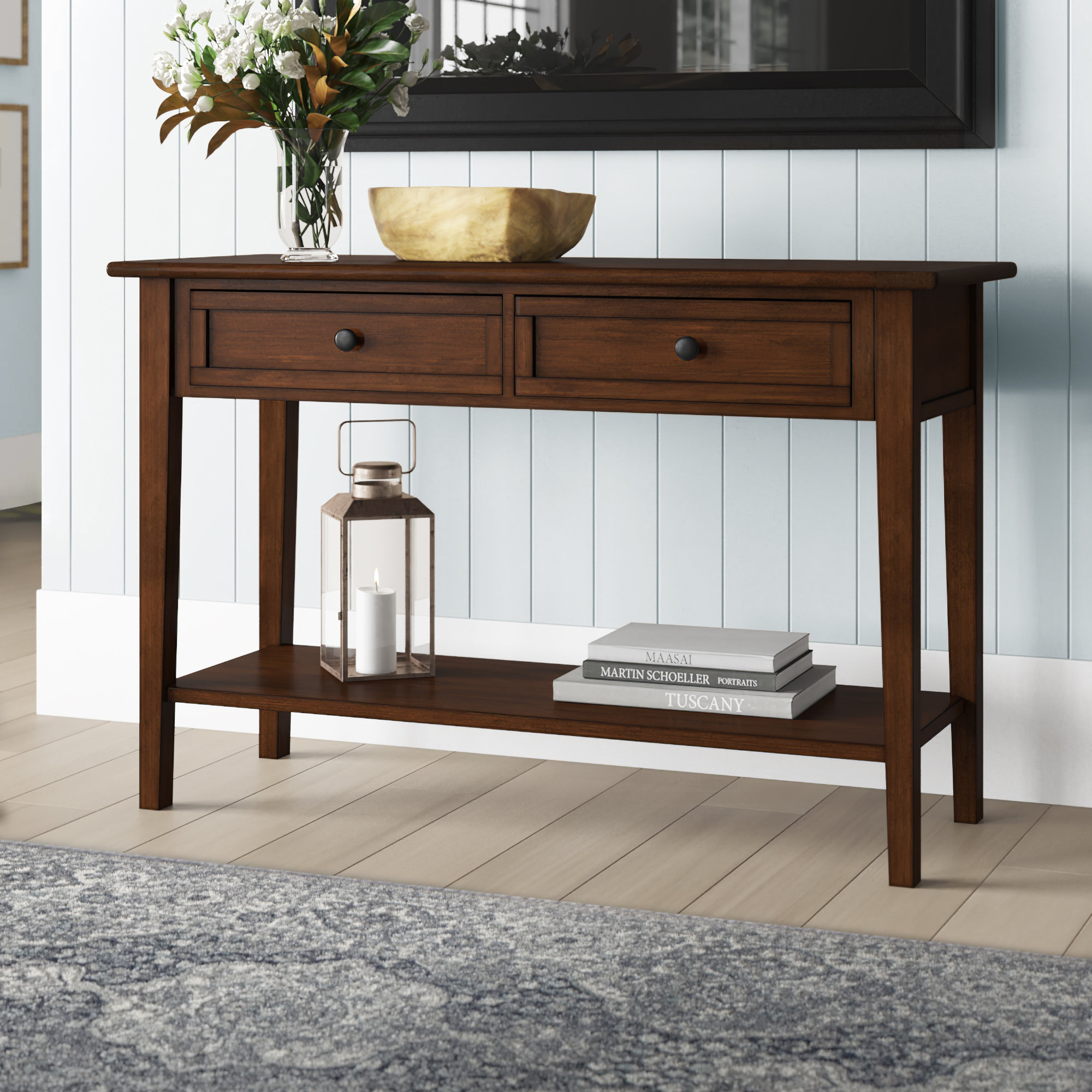 Lark Manor™ 2-drawer Solid Wood Sofa Console Table with Shelf & Reviews ...