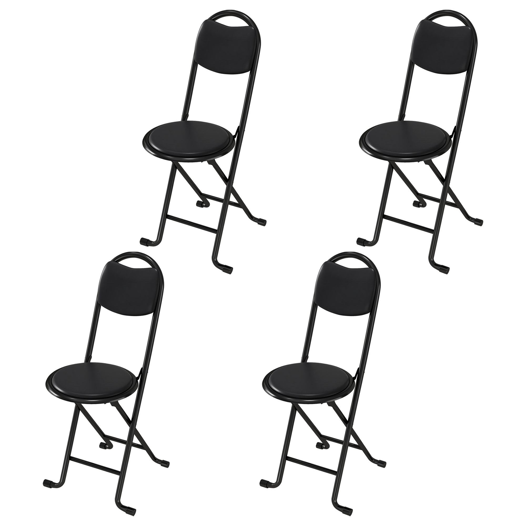 Latitude Run® 4Pcs Folding Stool With Back, Cushioned Padded Folding ...