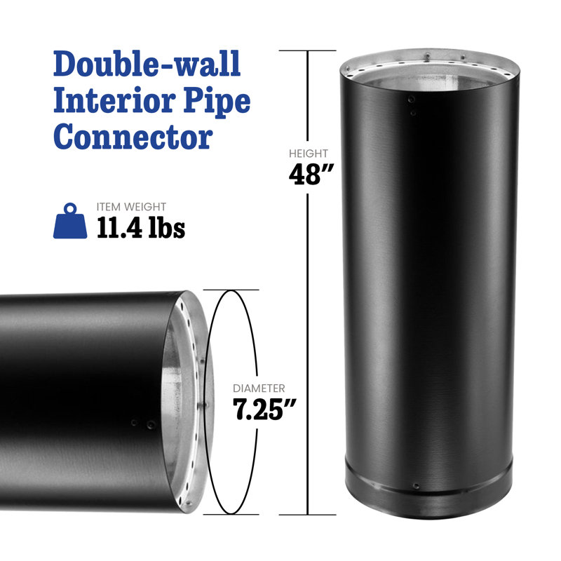Dura Vent 6 Inch DVL Galvanized Steel Double Wall Stove Pipe, Black ...