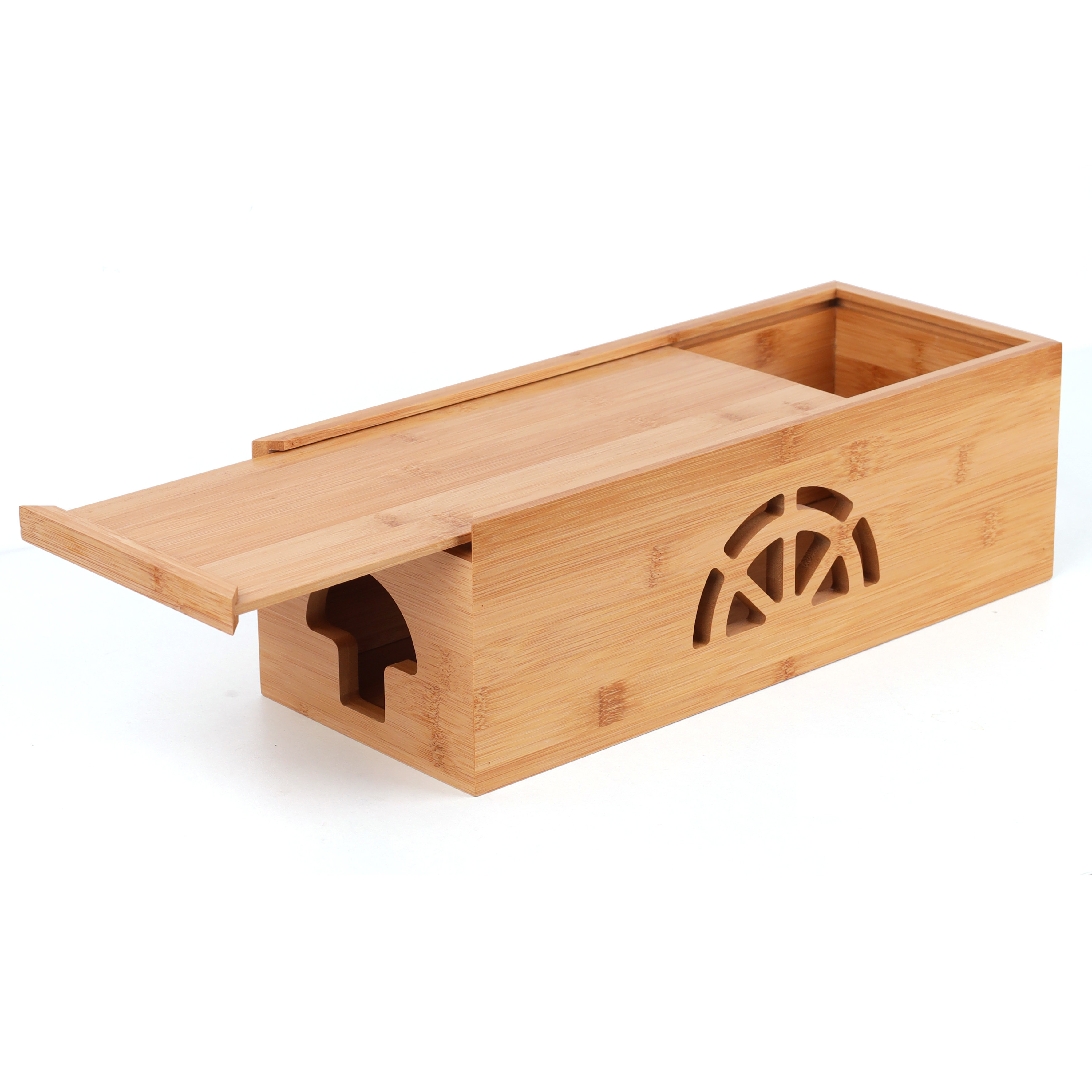 HTB Extra Large Cable Management Box with Lid, Bamboo Cable Box for ...