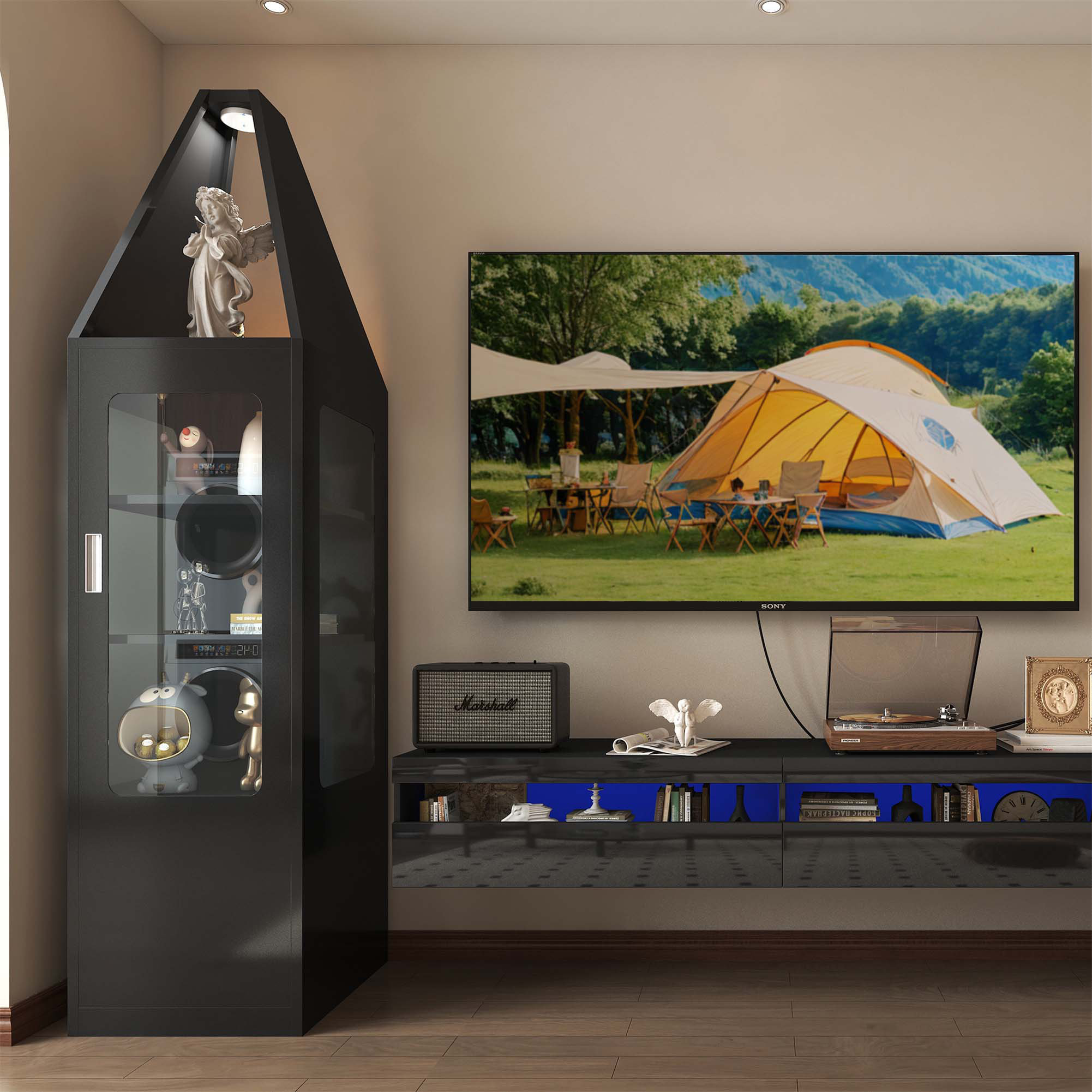 Wrought Studio™ Display Cabinet With Glass Doors, Storage Cabinet With ...