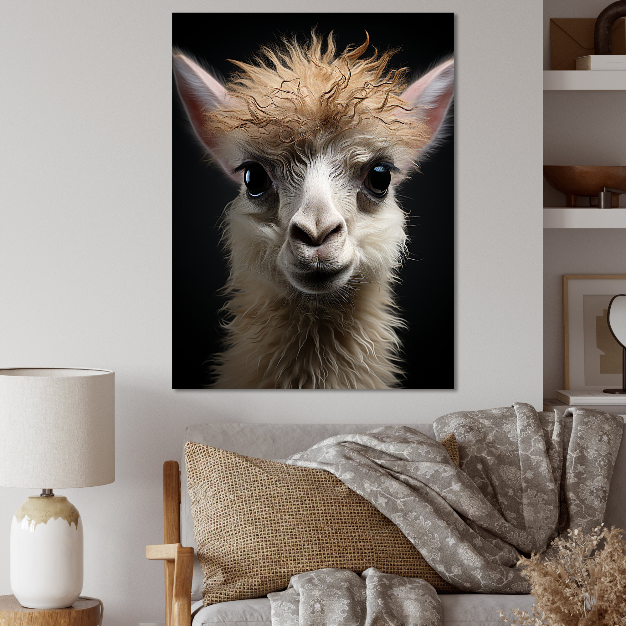 Dakota Fields Beige Back Funny Llama Portrait Vibrant On Canvas Print ...