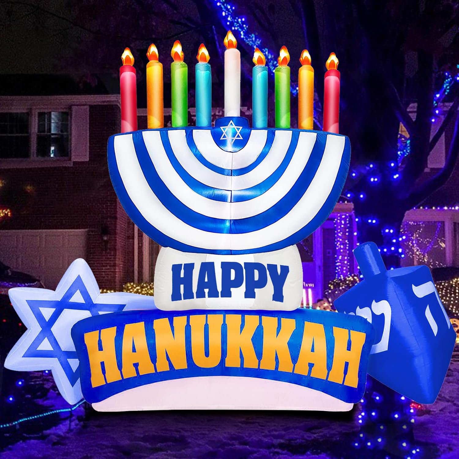 The Holiday Aisle® Menorah Inflatables Decorations, 8FT Hanukkah ...