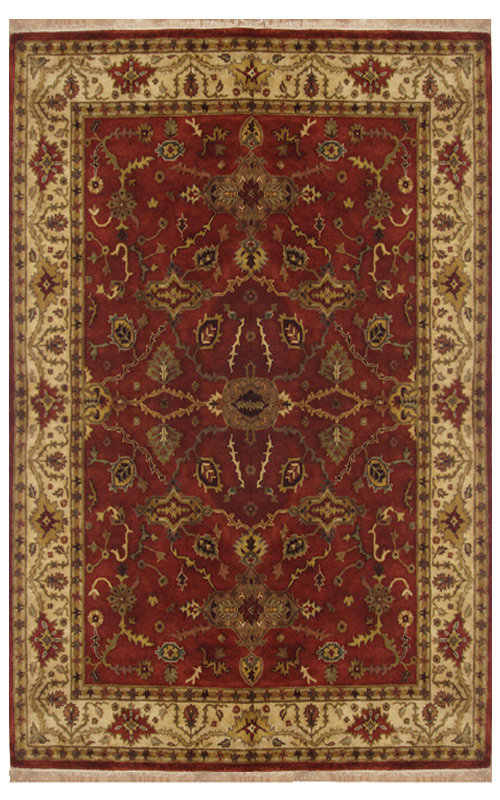 American Home Rug Co. Ushak Oriental Handmade Tufted Wool Rust/Ivory ...