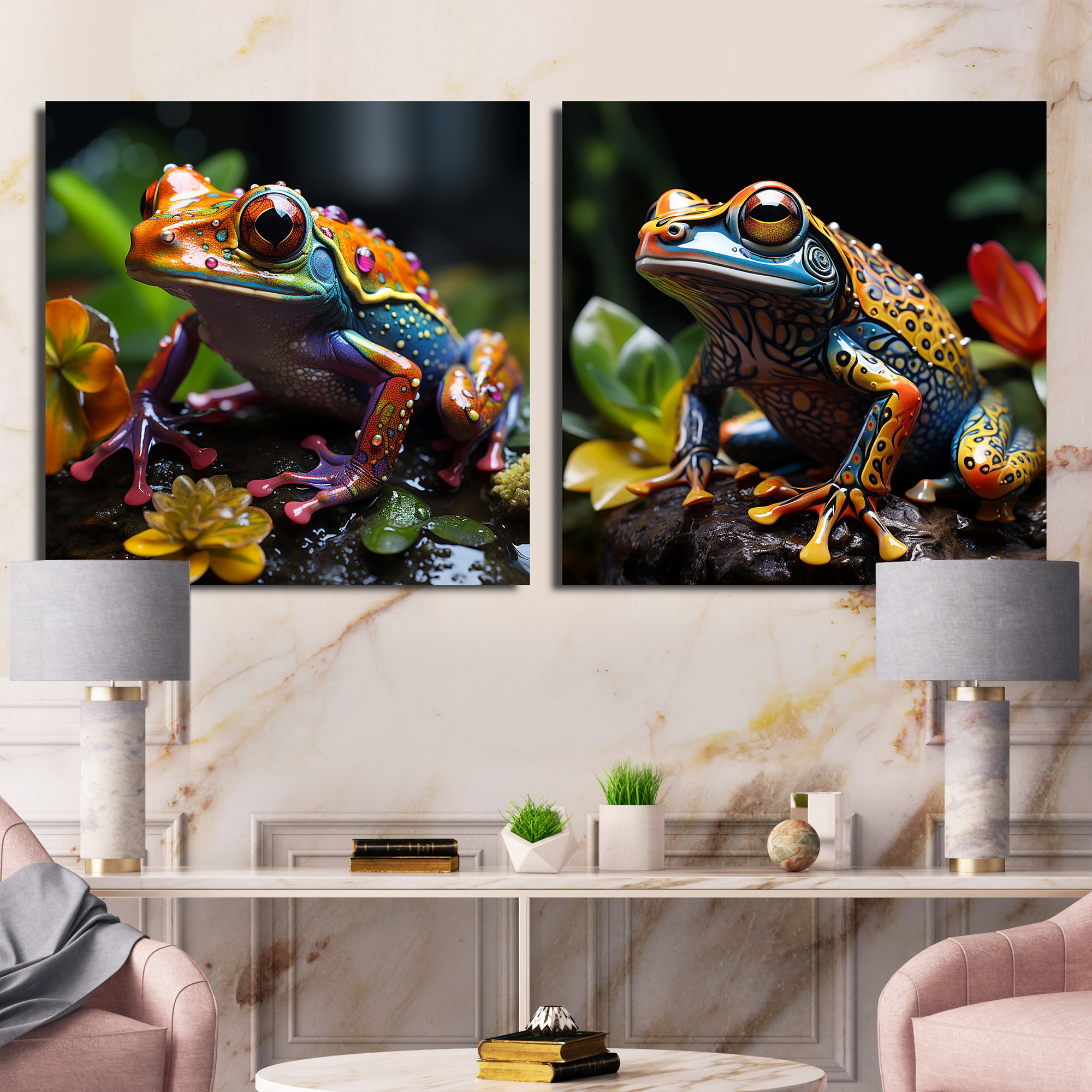 Lark Manor™ Multicolor Frog Portait Glass - Frogs & Toads Square ...