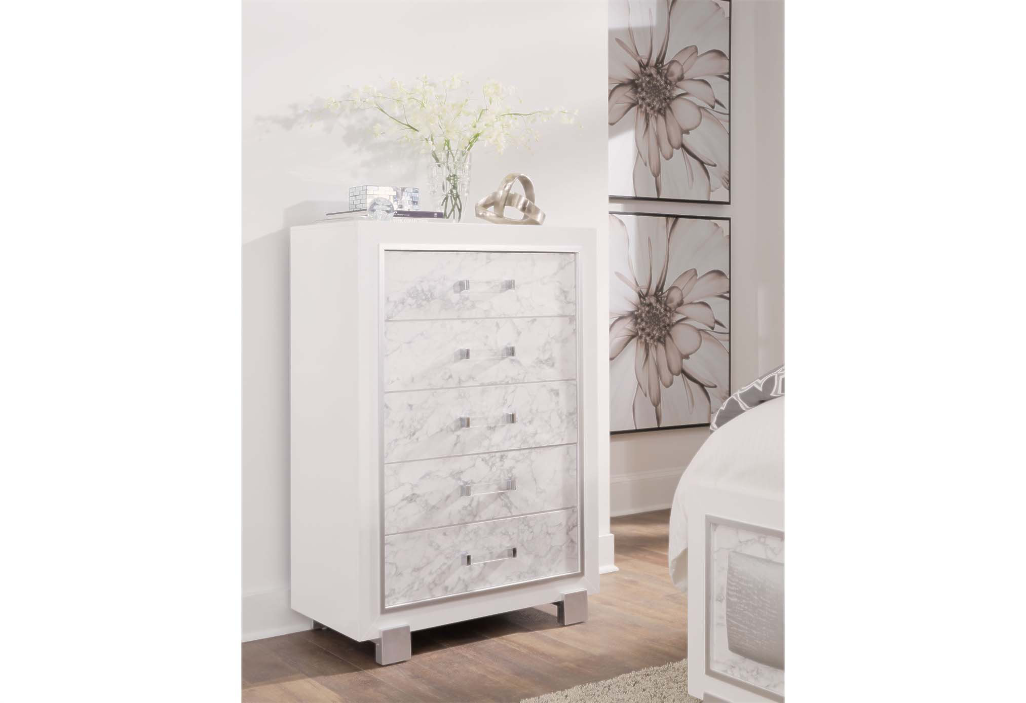 Mercer41 Stylish Skye Marble Chest with Spacious Drawers and Durable ...