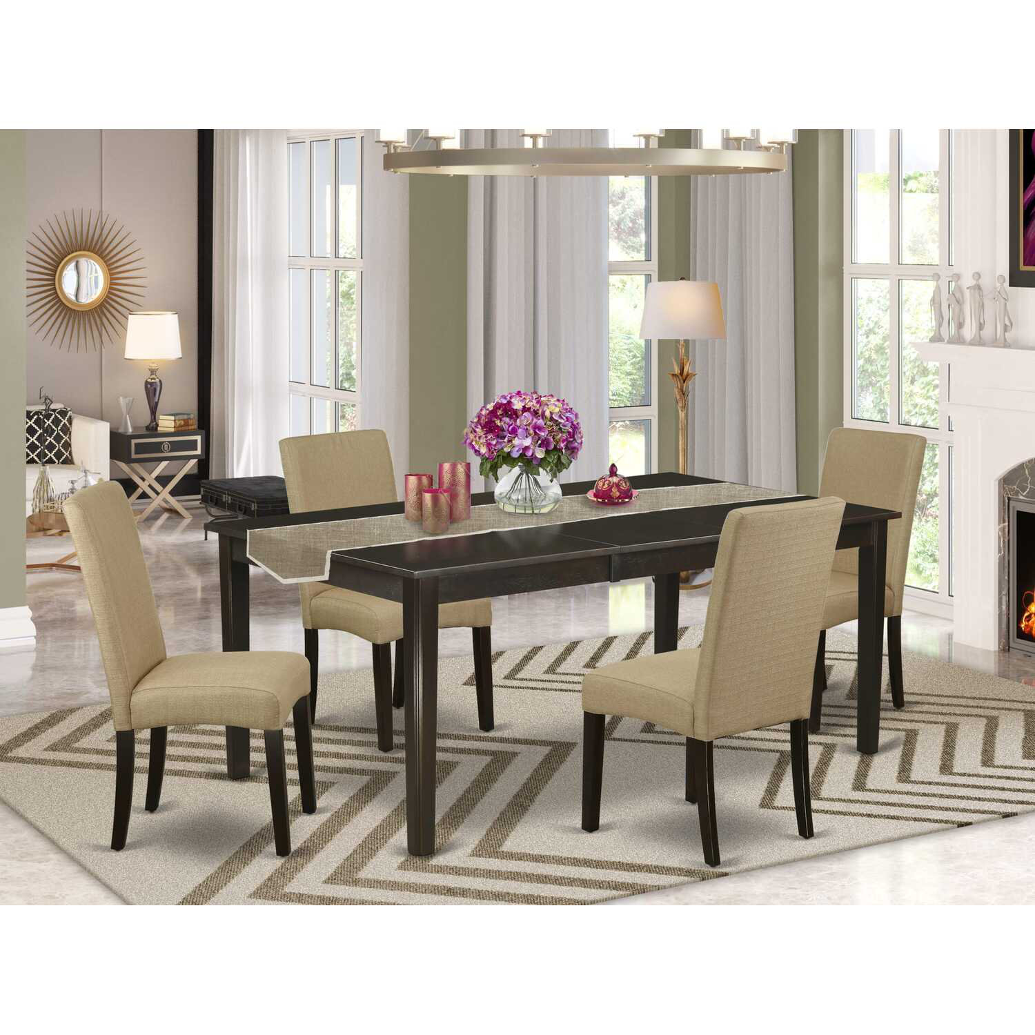 Red Barrel Studio® 5-Piece Cappuccino Solid Wood Top-Dining Room Set ...