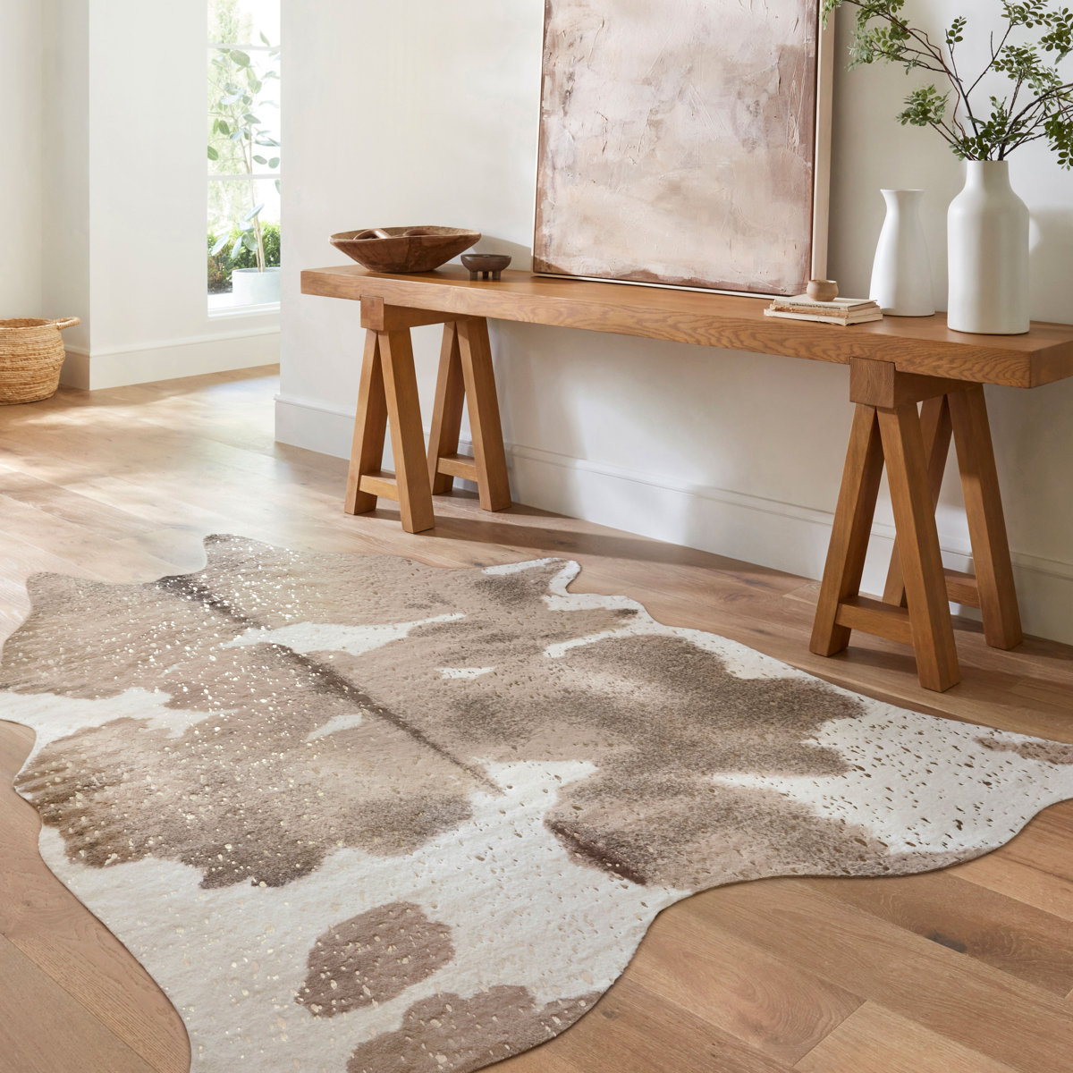 Union Rustic Duran Taupe/Champagne Area Rug & Reviews | Wayfair