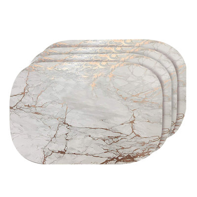 white marble table mats