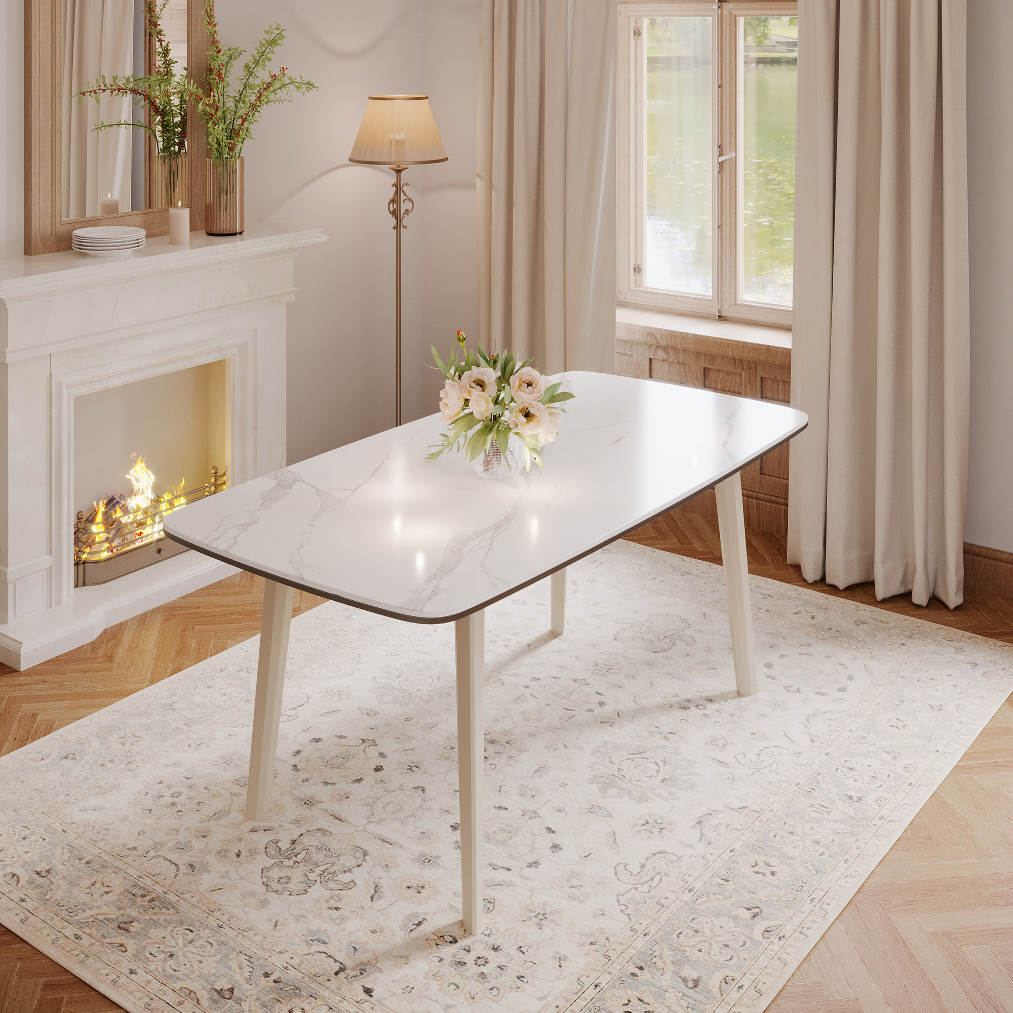 Latitude Run® Gerron Rectangular Stone Dining Table | Wayfair