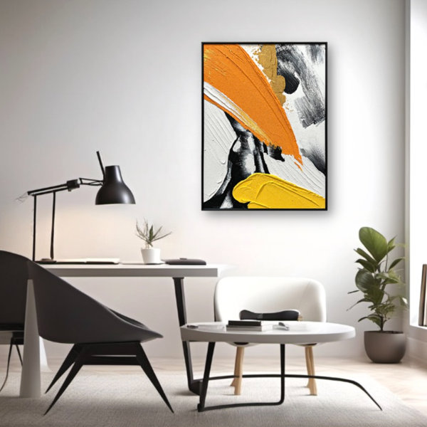Metro Lane Ink Breeze - Abstract Oil Print On Canvas | Wayfair.co.uk