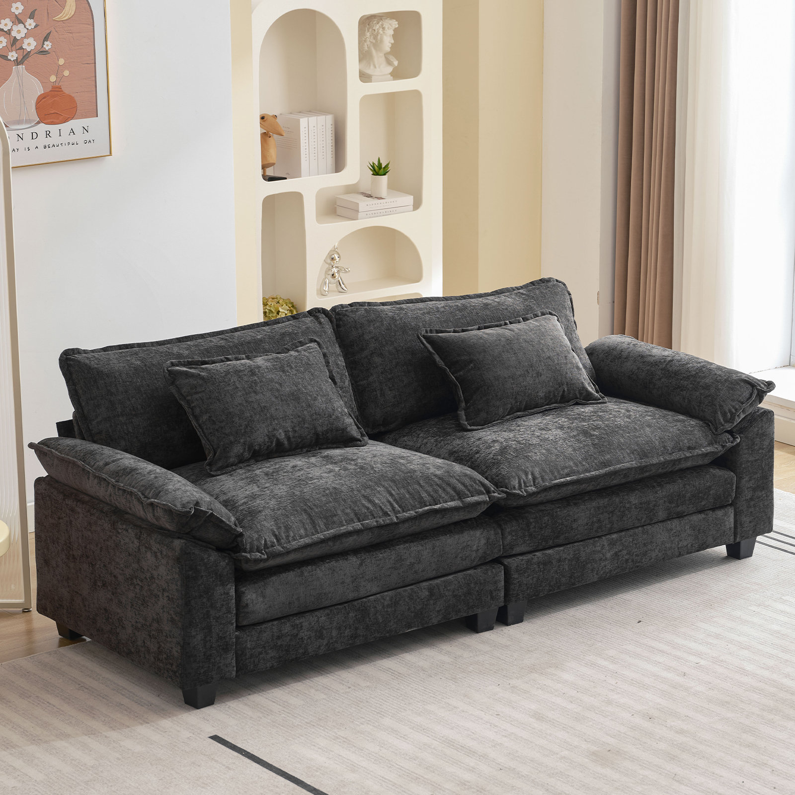 Latitude Run® 86“ Comfy Cloud Couch Loveseat Sofa for Living Room ...