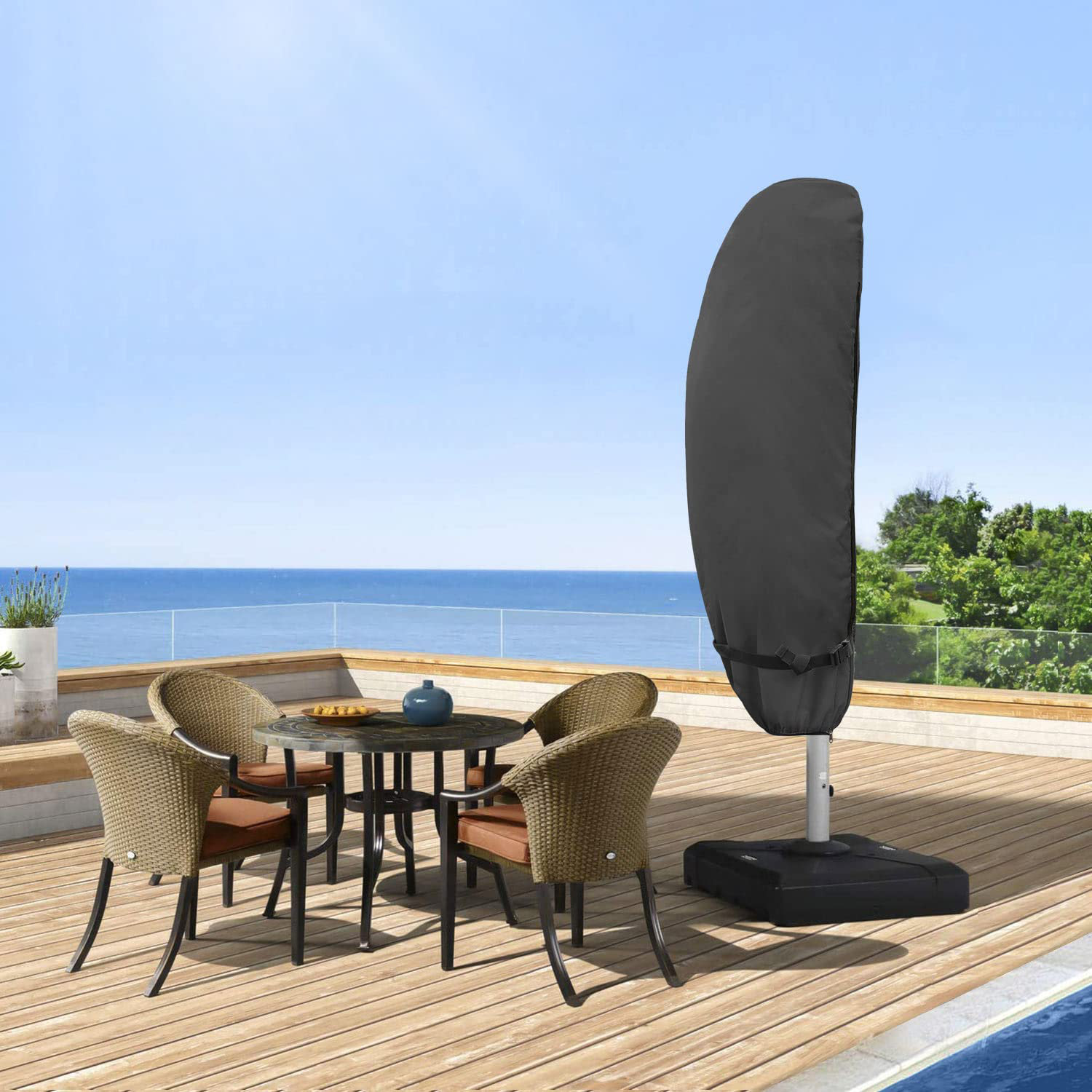 Arlmont & Co. Patio Umbrella Parasol Cover - 600D Waterproof Umbrella ...