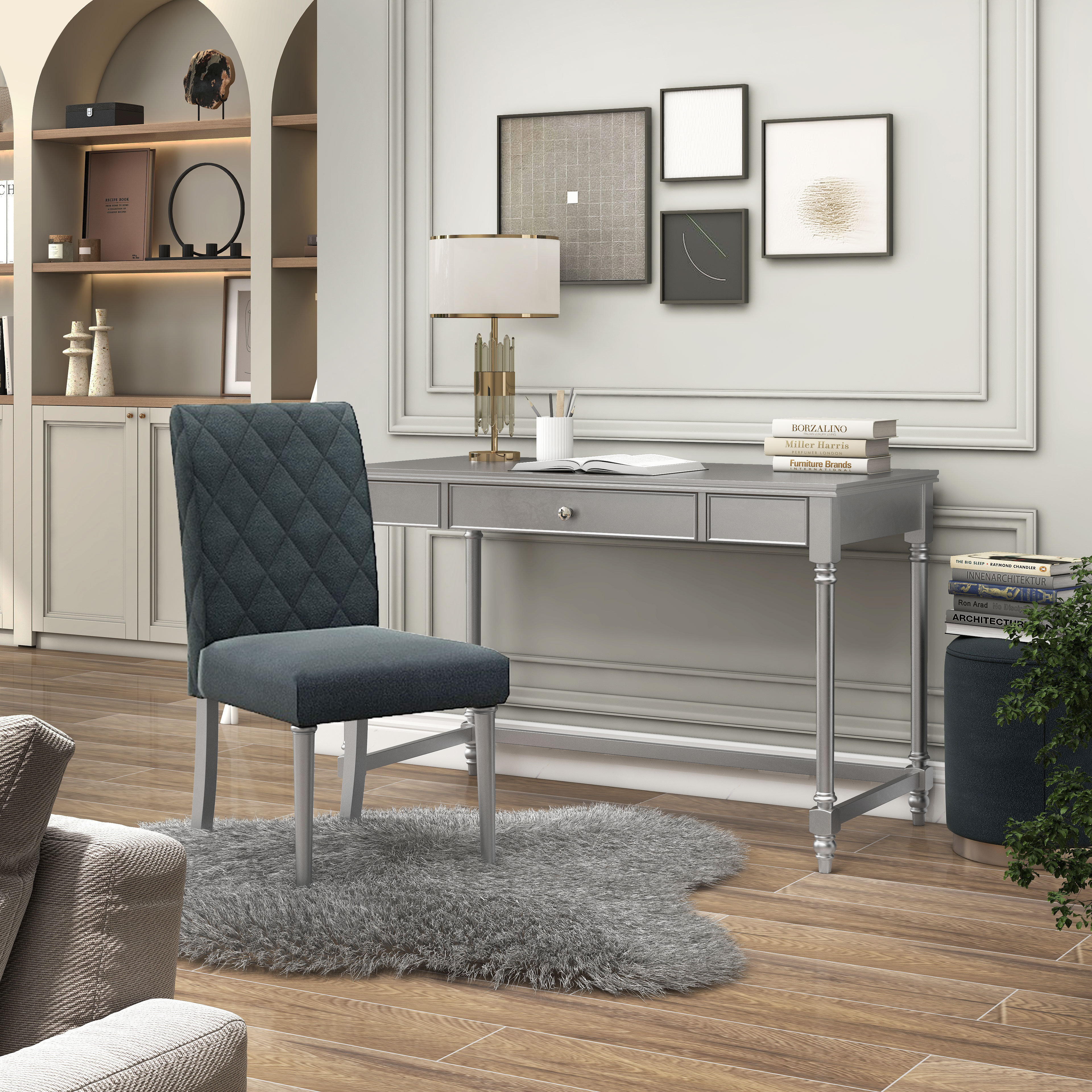 Rosdorf Park Eunie 2-Piece 47.25''W Wood Writing Desk and Chair Set ...
