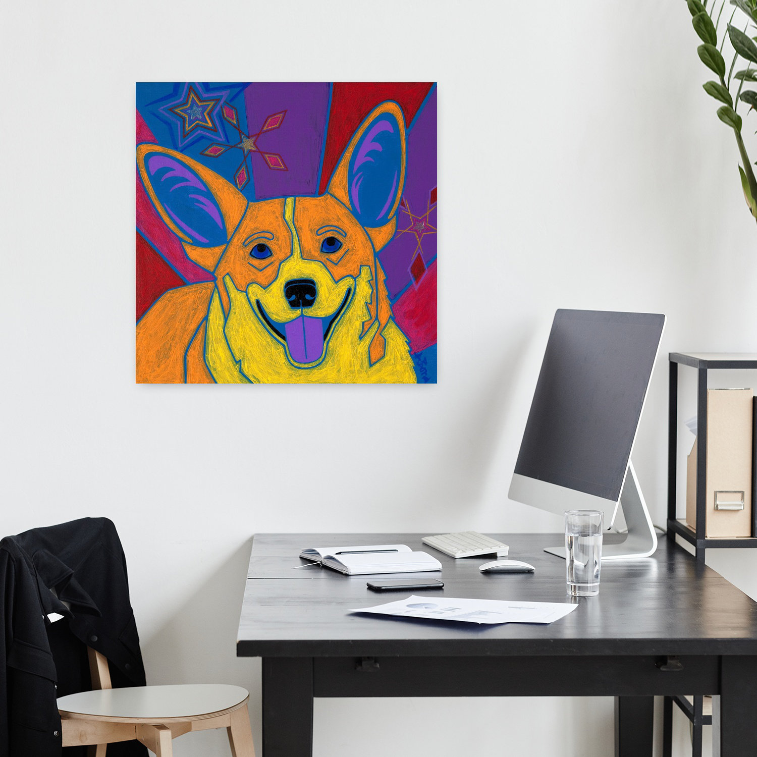 George Oliver Joyful Corgi Contemporary Dog Art | Wayfair
