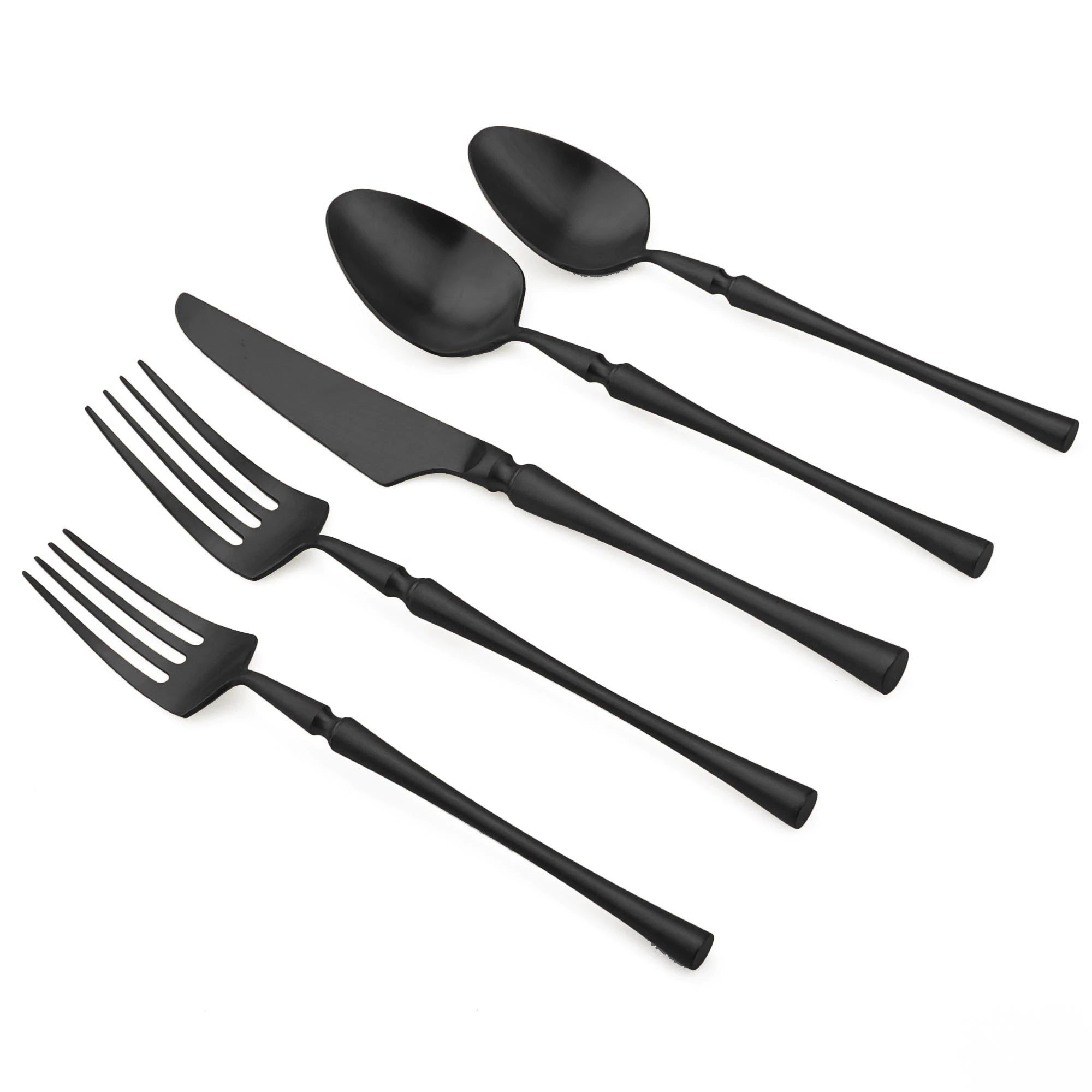 Charlton Home Black Dinnerware 18/10 Stainless Steel Cutlery Set ...