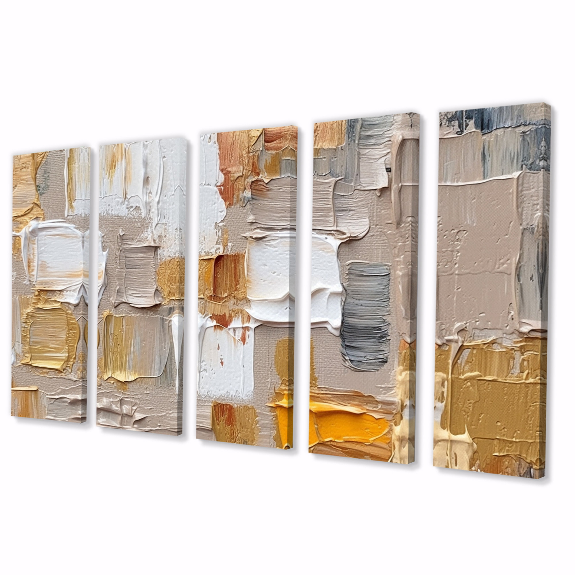 Brayden Studio® Beige And Gold Cubist Kaleidoscope IV - Cubism Wall Art ...