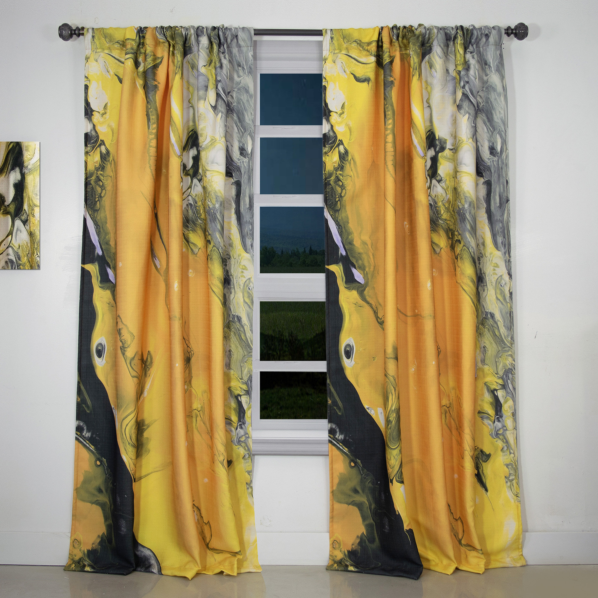 Design Art Marbled Acrylic Painting Abstract Semi-Sheer Thermal Rod ...