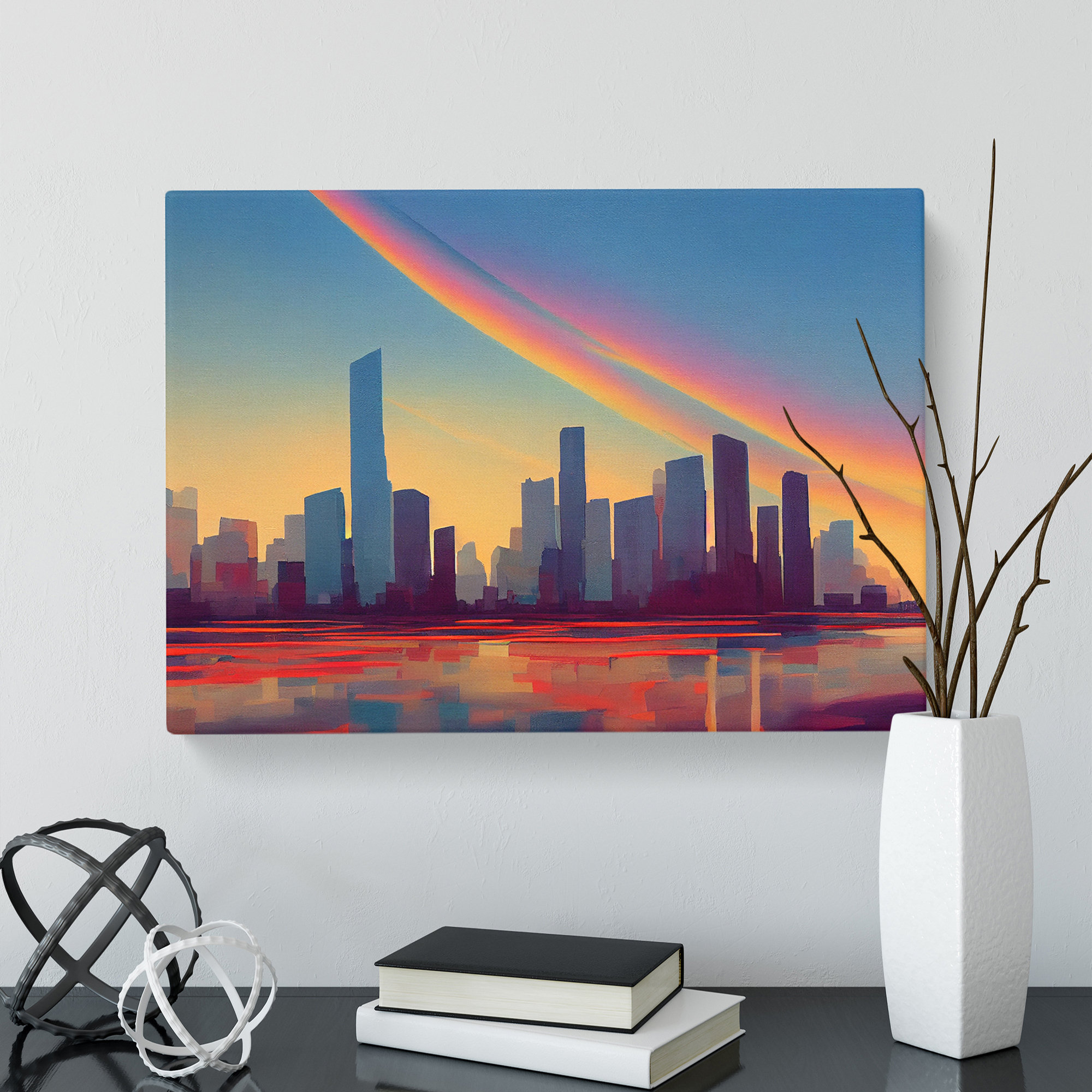 17 Stories Adventurous City Skyline Architecture - Wrapped Canvas ...