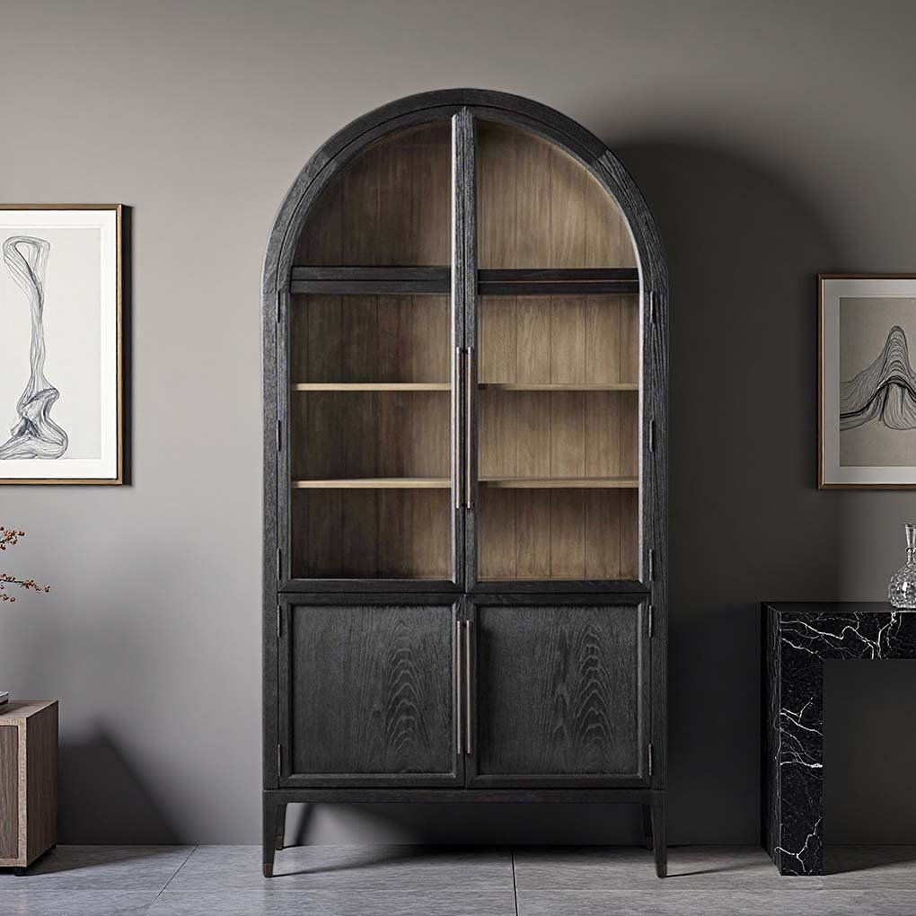 Winston Porter Kravitz American Vintage Style Arched Display Cabinet ...