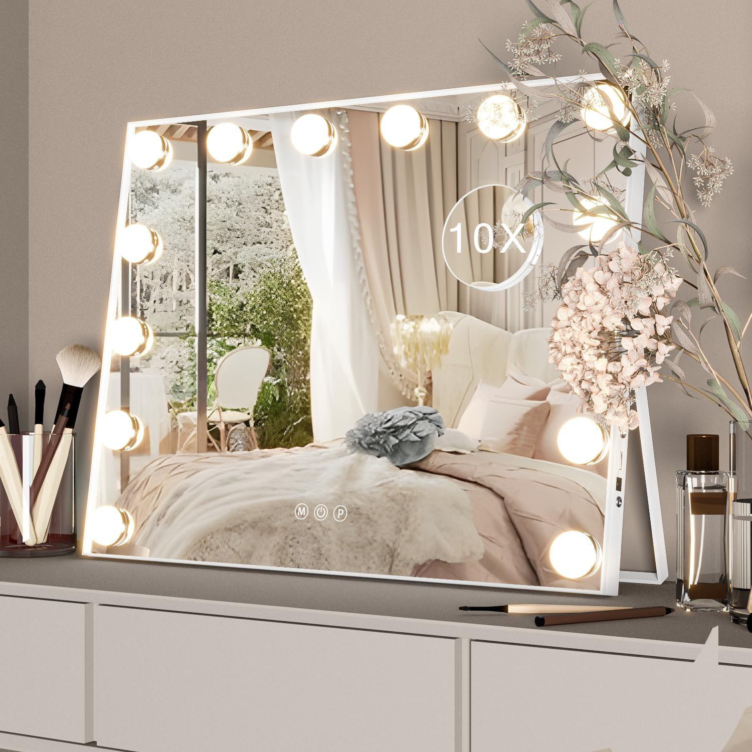 Ebern Designs Hassett Vanity Mirror with Lights Hollywood Makeup Mirror ...
