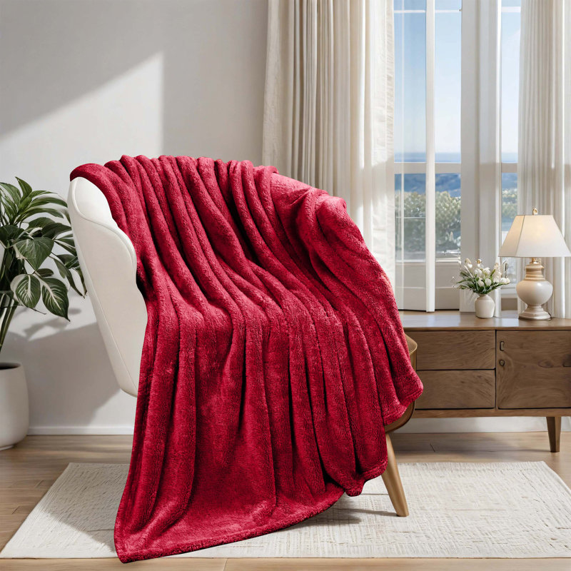 Superior Solid Polyester Reversible All-Season Fleece Throws Blanket ...