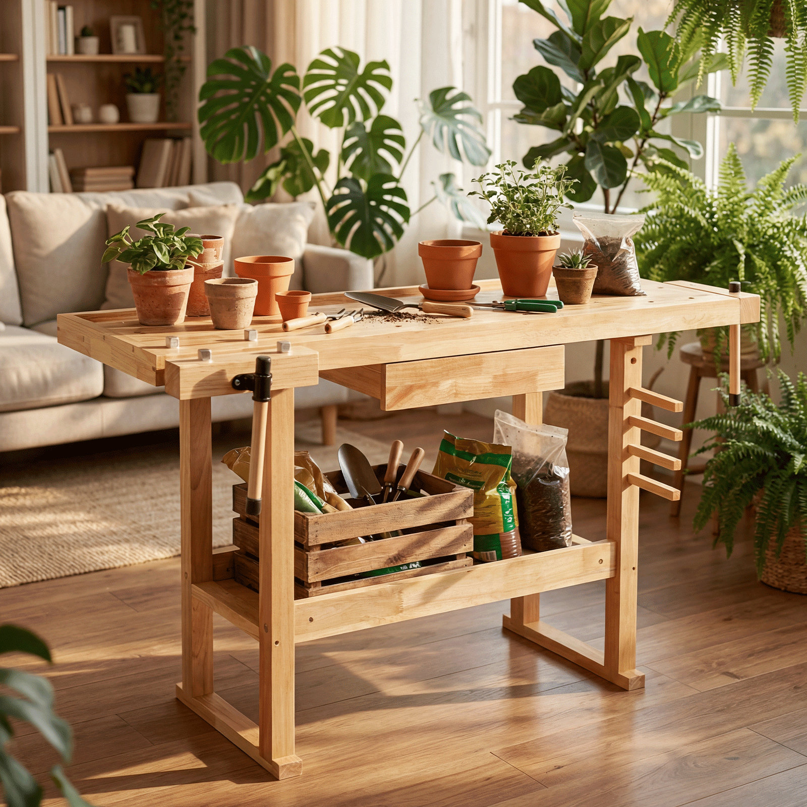 17 Stories Heavy Duty Wood Workbench Work Bench Table With Drawer And ...