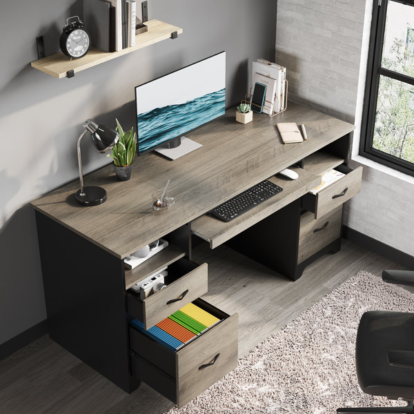 Ebern Designs Luing 59'' Executive Desk with 2 File and Storage Drawers ...