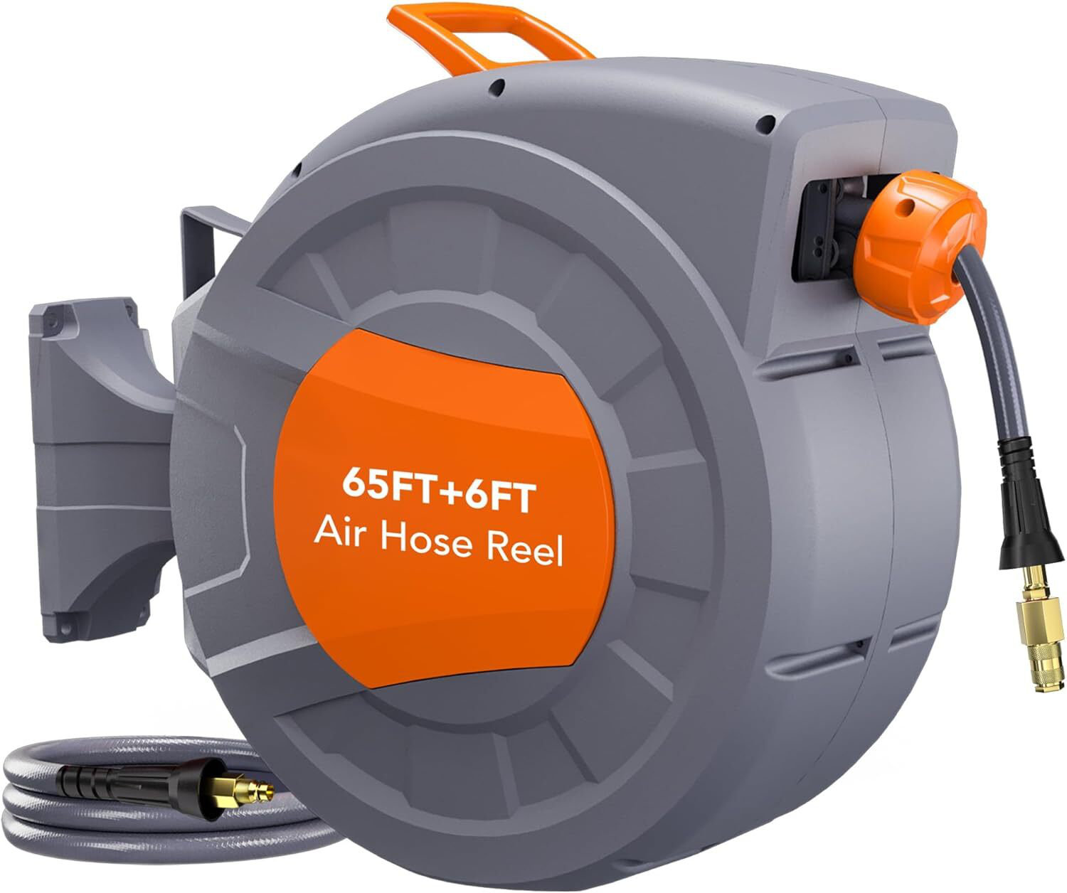 gaomon Retractable Air Hose Reel, 3/8 IN X 65 FT Hybrid Air Hose, Wall ...