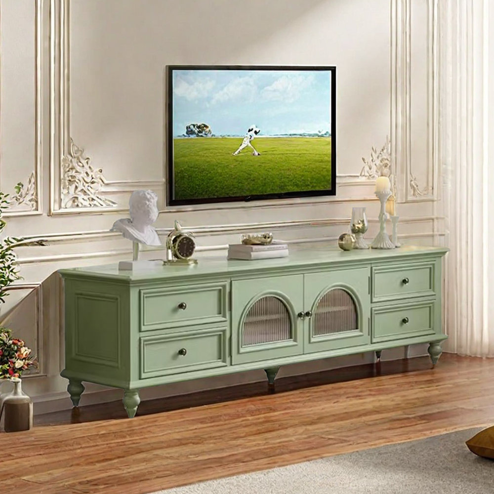 jessica All Solid Wood Retro Green TV Cabinet 70.8'' Media Console ...