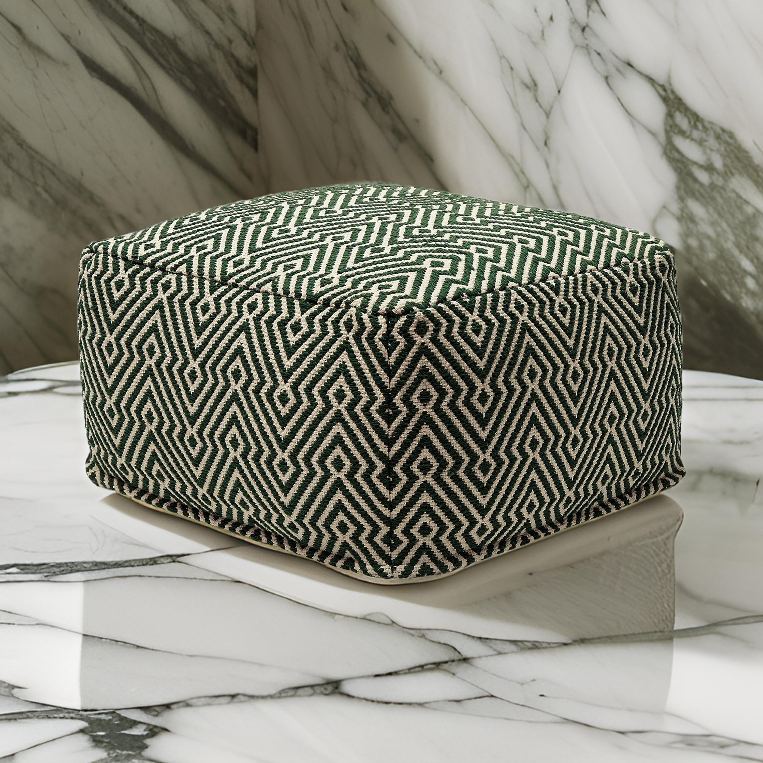 Benjara Fena 23 Inch Ottoman Pouf, Woven Pattern, Zipper Cotton Cover ...