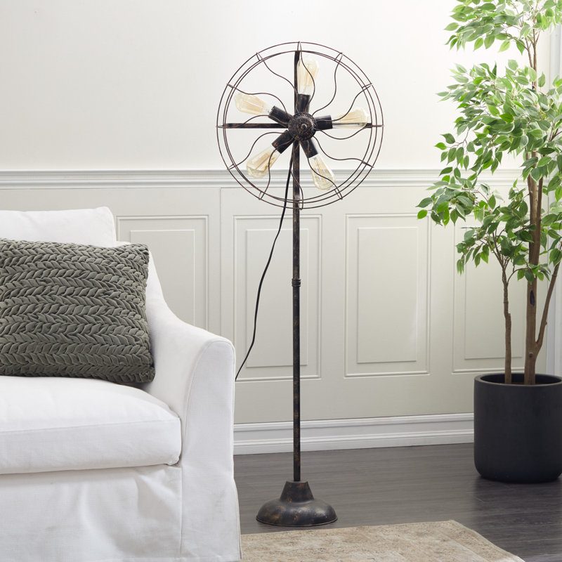 Williston Forge Metal Vintage Fan Shape Bronze Floor Lamp | Wayfair