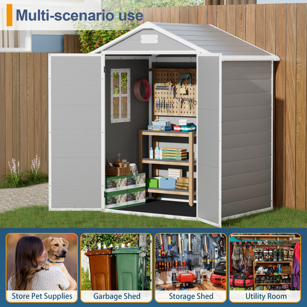 Devoko 6 ft. W x 4 ft. D Plastic Lean-To Storage Shed & Reviews ...