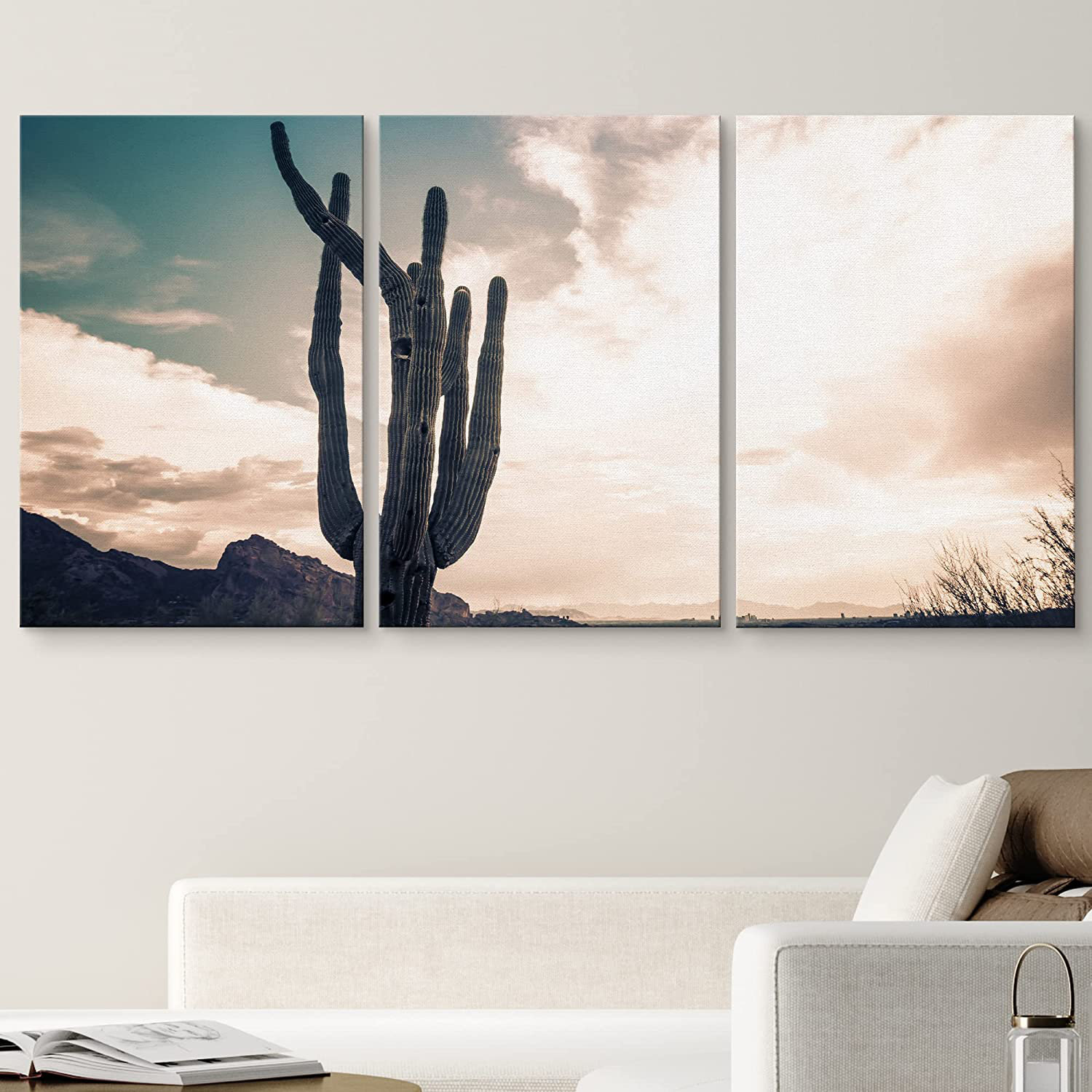IDEA4WALL Cactus Desert Iconic Saguaro Cactus and Camelback - 3 Piece ...