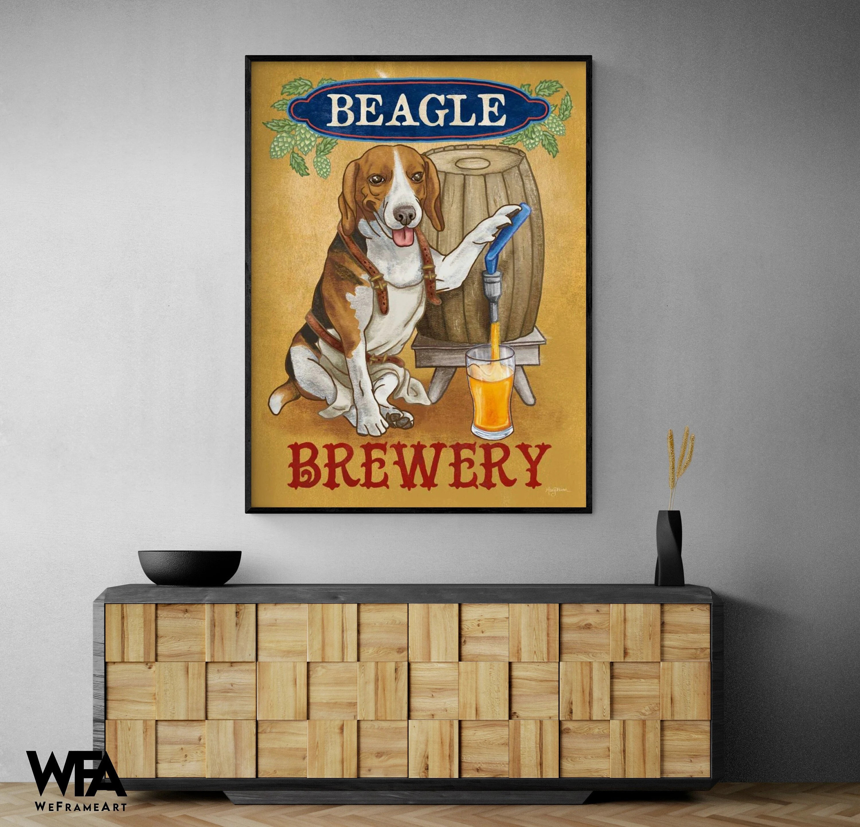 WeFrameArt Beer Dogs IV by Mary Urban, Beagle Poster Print, Beer Beagle ...