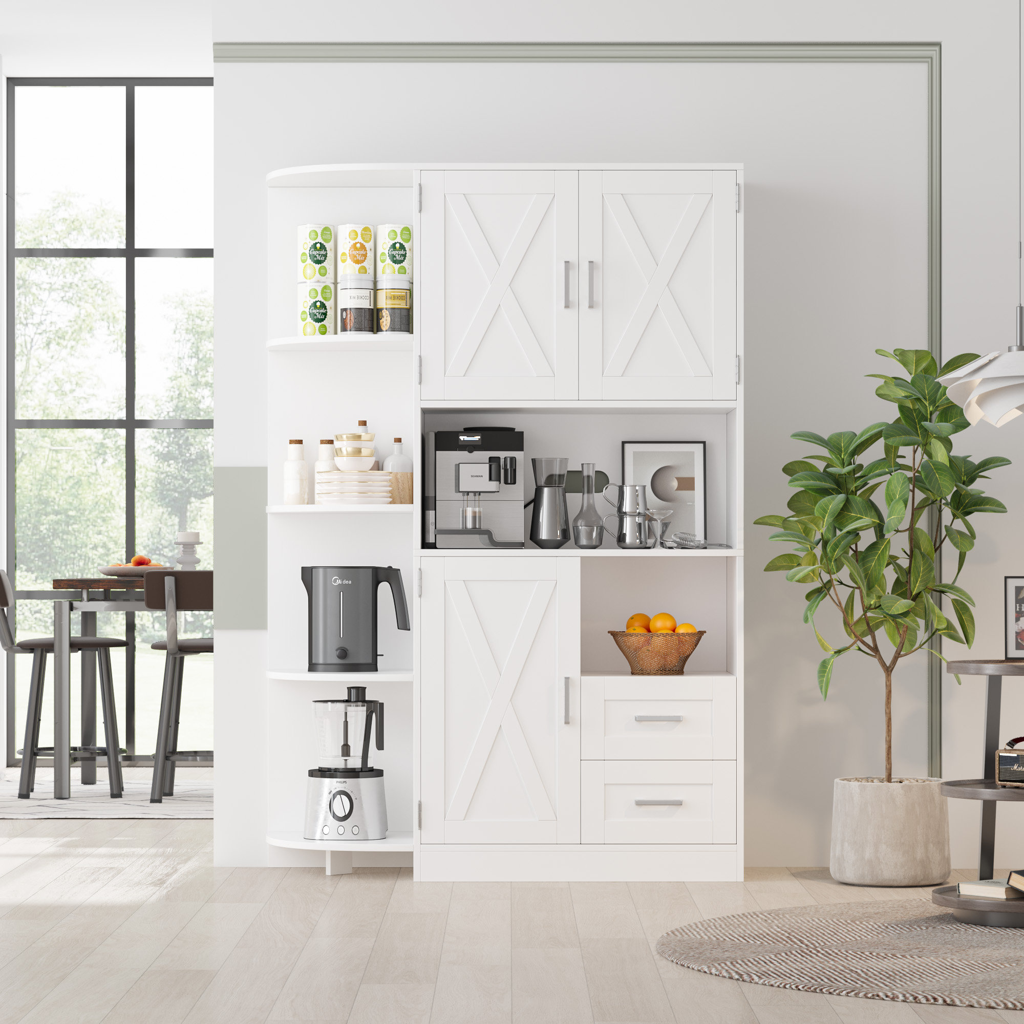 Laurel Foundry Modern Farmhouse® Straun Kitchen Pantry With Farm Doors ...