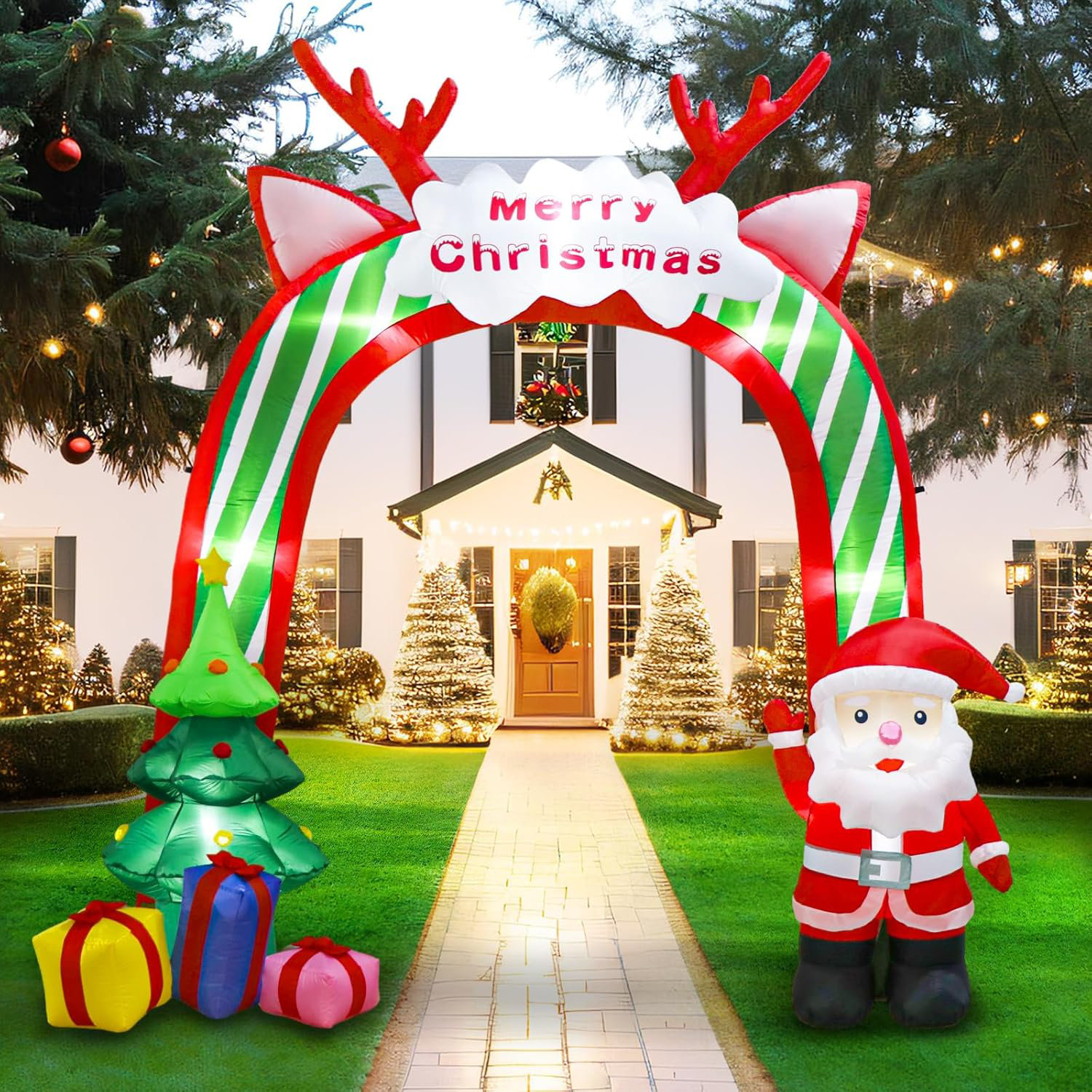 The Holiday Aisle® Arche de Noël gonflable 10 pi, décorations de Noël ...