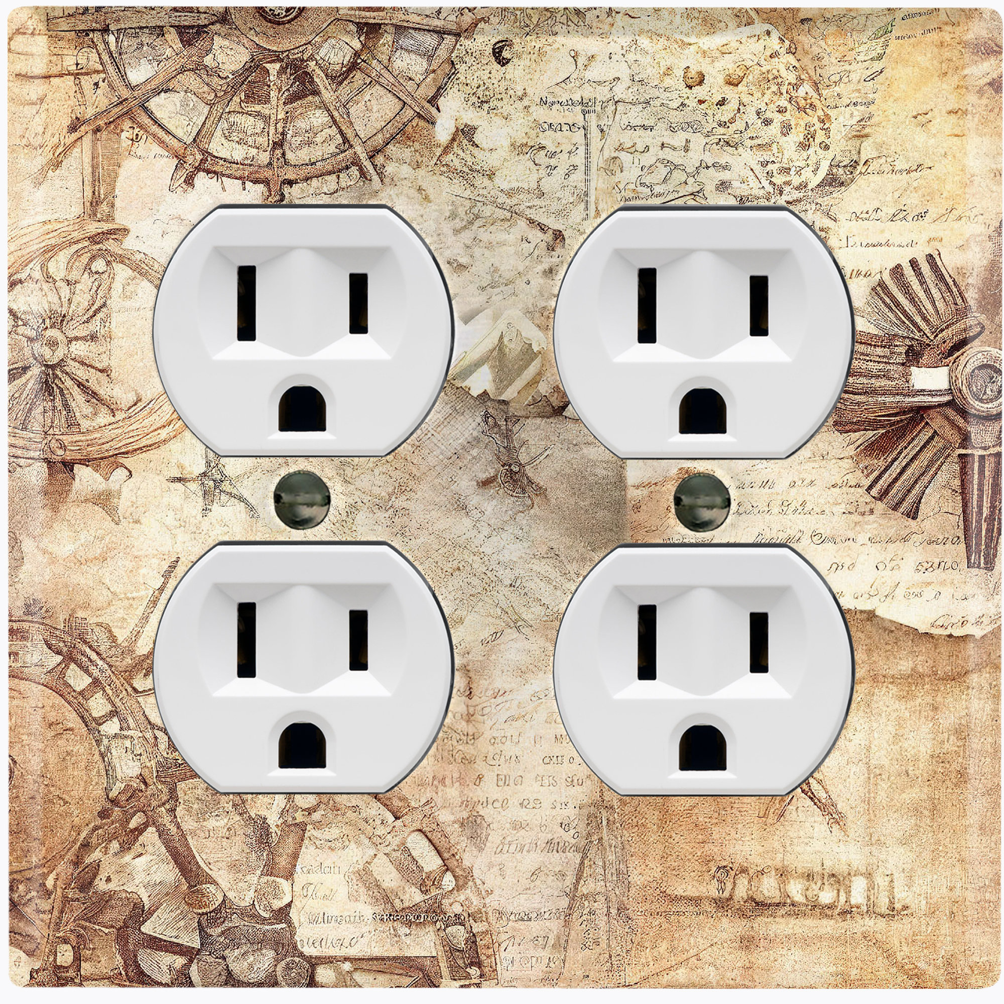 WorldAcc Metal Light Switch Plate Outlet Cover (Ship Travel Wheel Biege ...